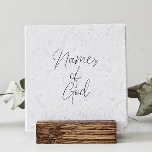 Names of God Scripture Cards Set of 25 Wood Stand Christian Faith Gift ...