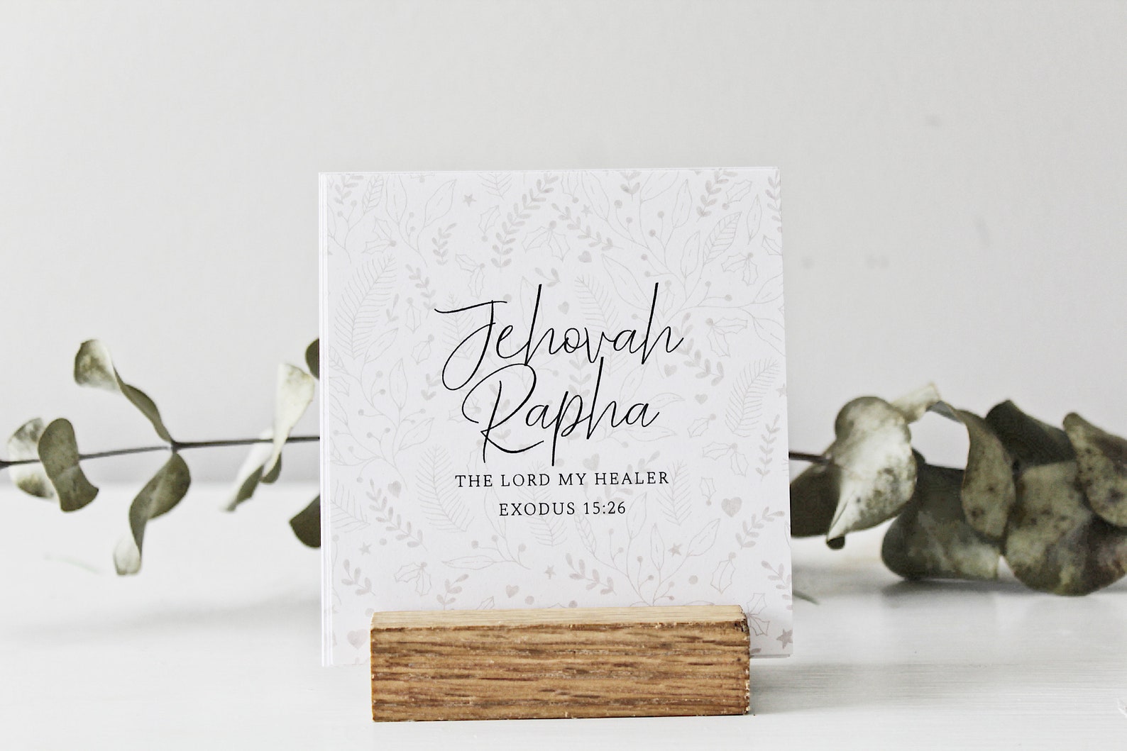 Names of God Scripture Cards Set of 25 Wood Stand Christian Faith Gift ...