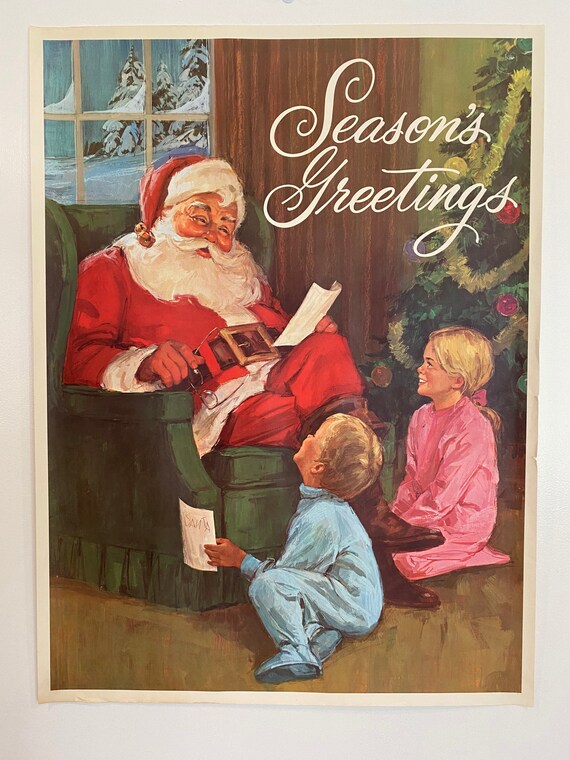 Vintage Large Original 1950s Christmas Santa Claus Seasons - Etsy