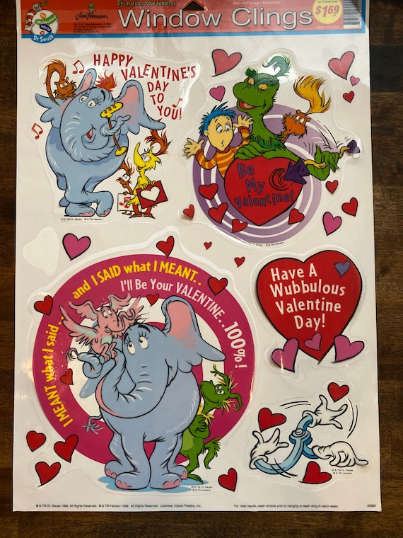 Vintage Dr. Seuss Valentines Day Window Clings free Gift | Etsy