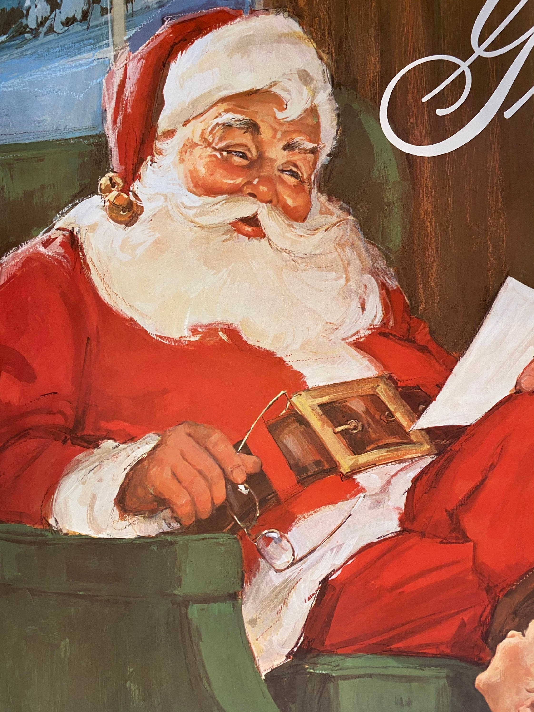 Vintage X-large 54 X 40 original 1950s Christmas Santa Claus Seasons ...