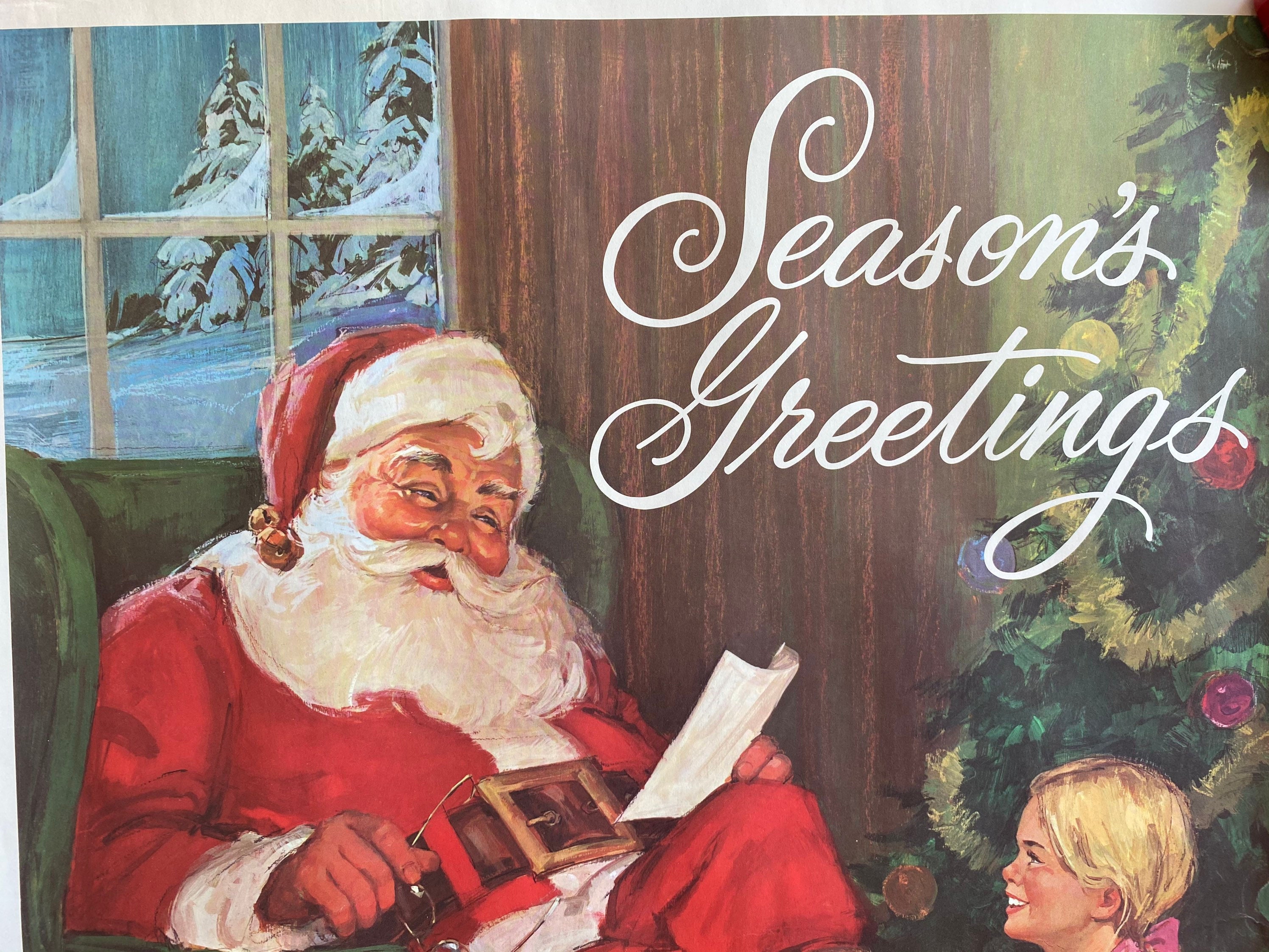 Vintage Large Original 1950s Christmas Santa Claus Seasons | Etsy