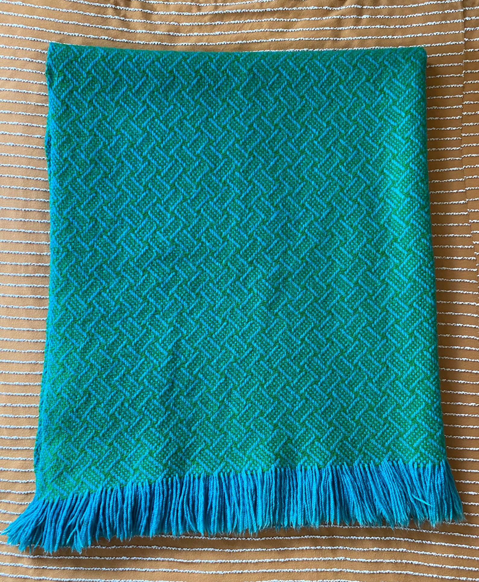 Vintage 1970s Teal Blue & Green Pendleton Blanket free - Etsy