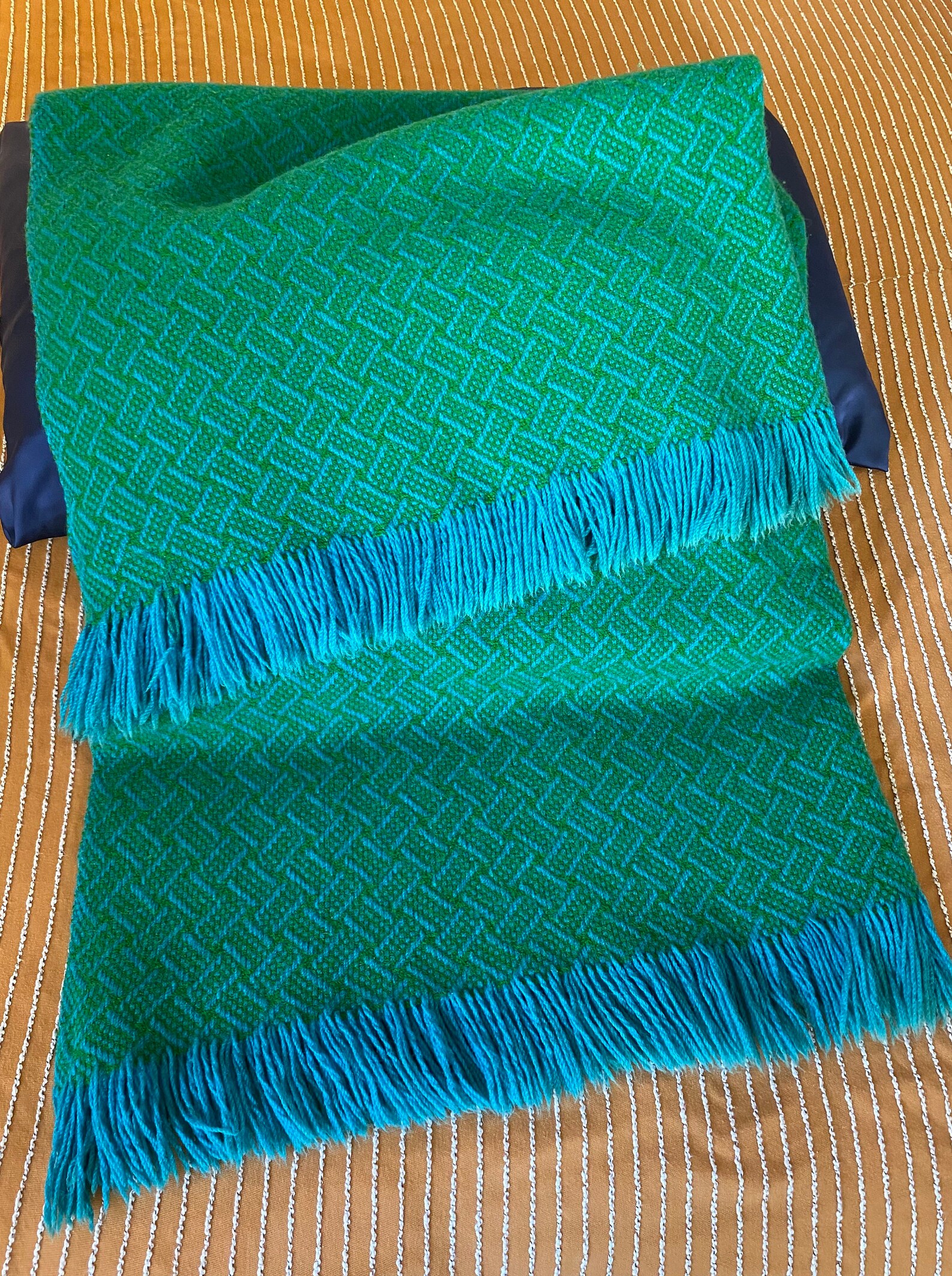 Vintage 1970s Teal Blue & Green Pendleton Blanket free - Etsy