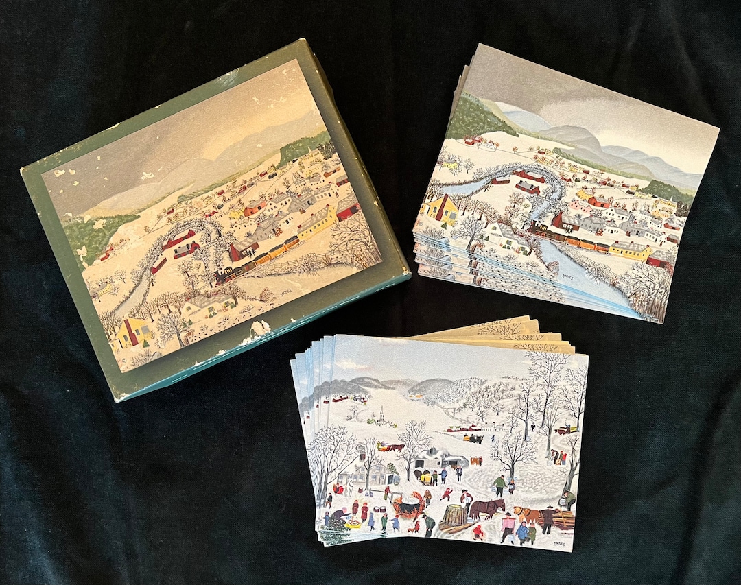 Vintage Hallmark Grandma Moses Christmas Cards Unused Boxed Set of 20 ...