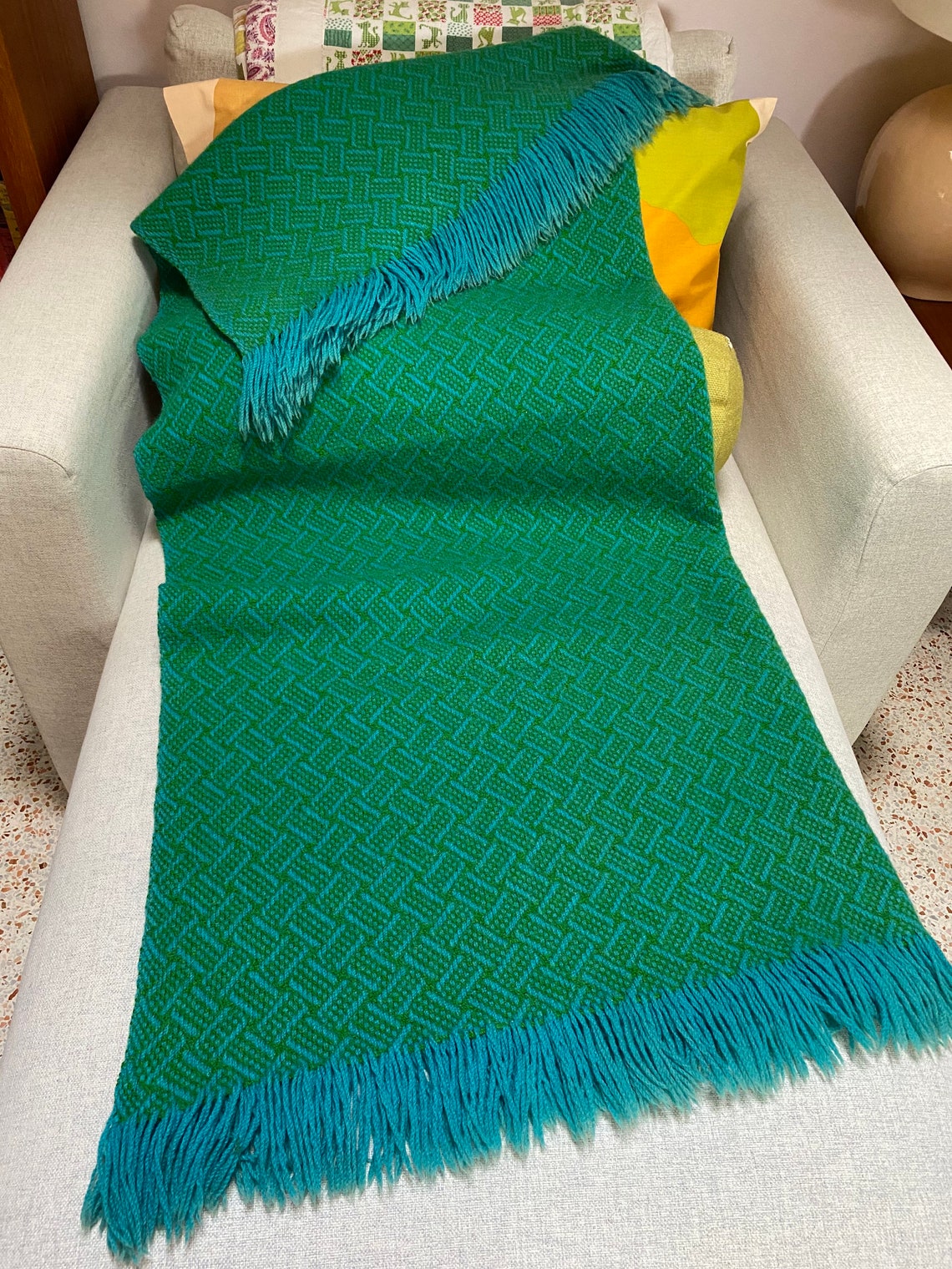 Vintage 1970s Teal Blue & Green Pendleton Blanket free - Etsy