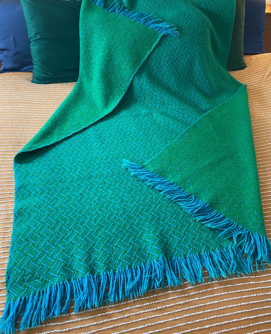 Vintage 1970s Teal Blue & Green Pendleton Blanket free - Etsy