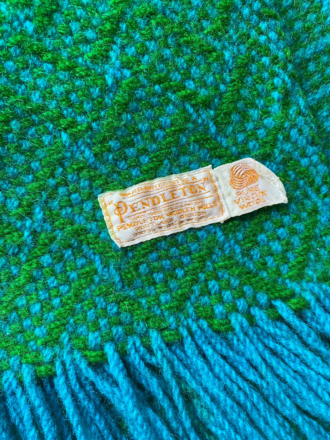 Vintage 1970s Teal Blue & Green Pendleton Blanket free - Etsy
