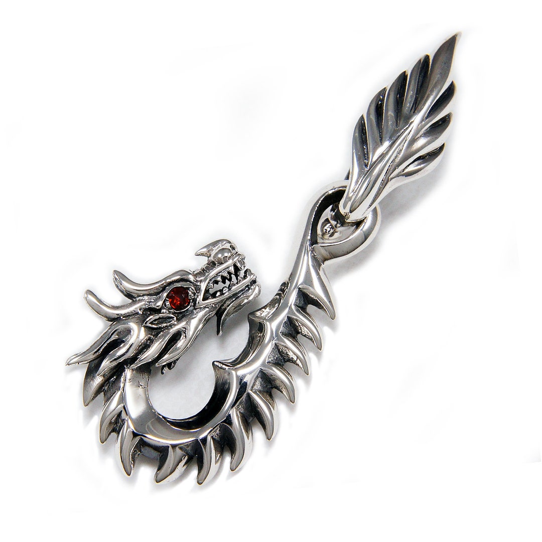 Tribal/dragon Hook/925 Sterling Silver Pendant/dragon Pendant/biker ...