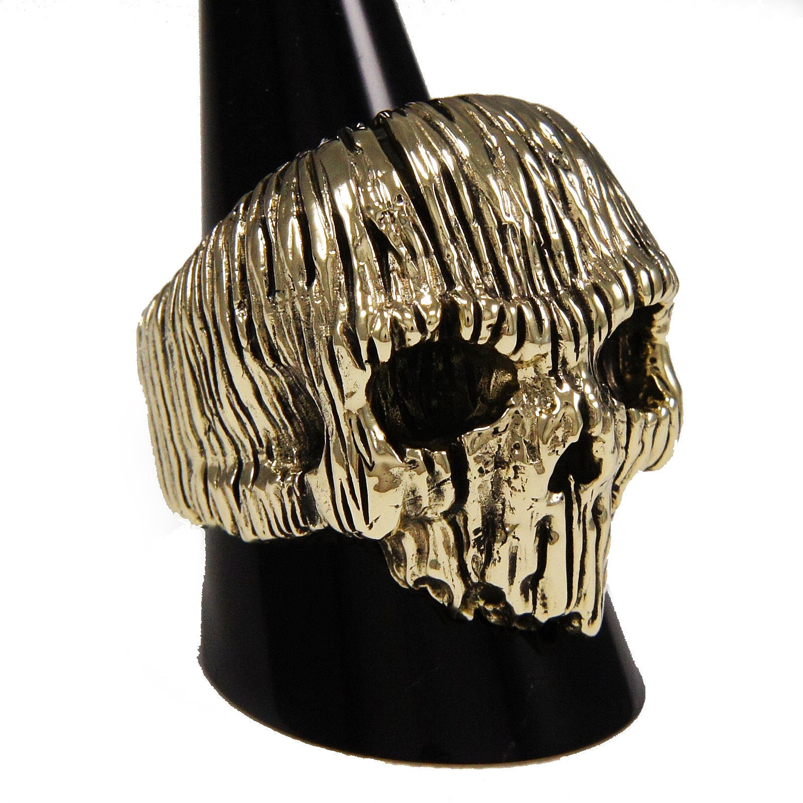 Driftwood Skull/gold/skull/brass Ring/rustic Skull Ring/biker - Etsy