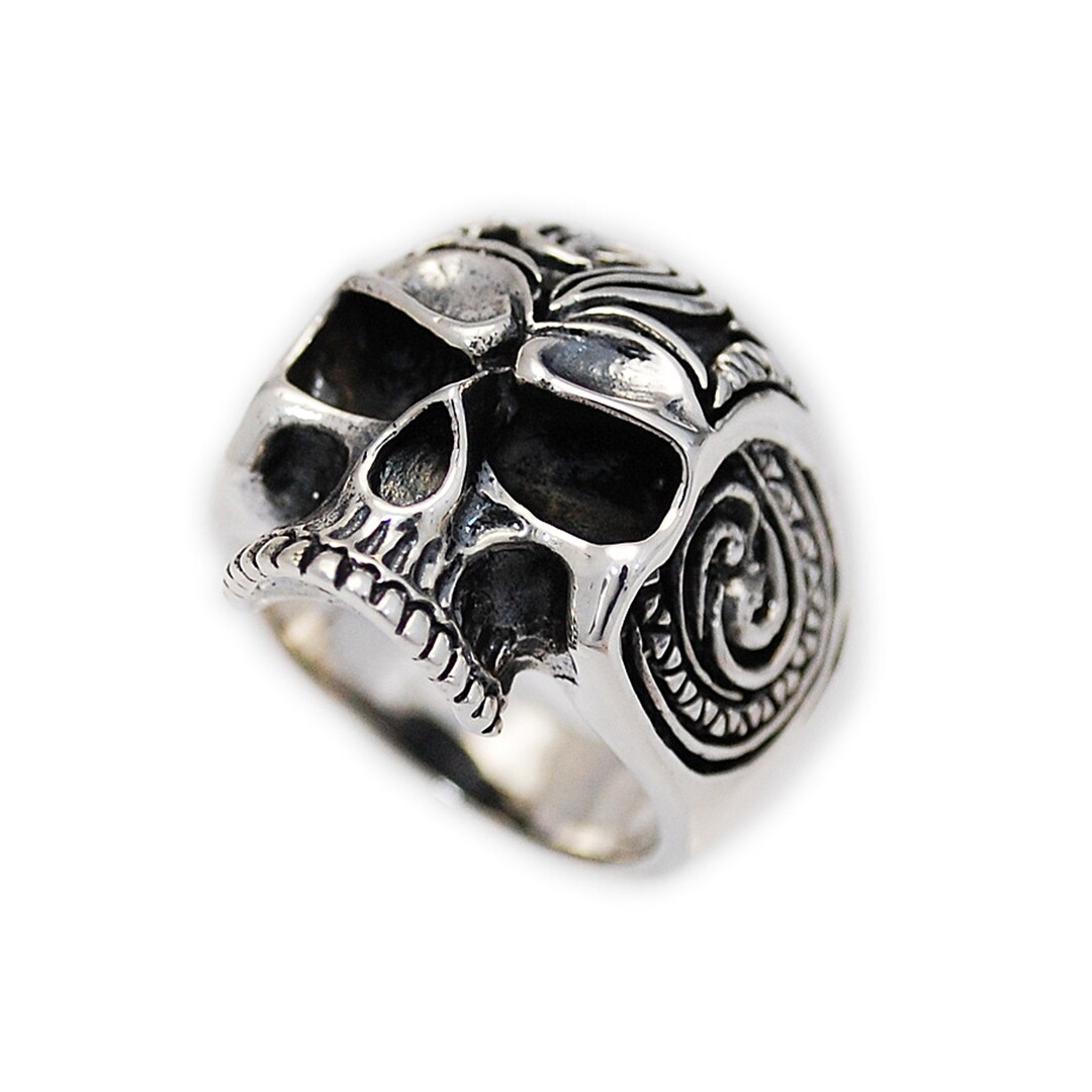 Tribal/maori/skull/925 Sterling Silver Ring/skull Ring/biker Ring ...