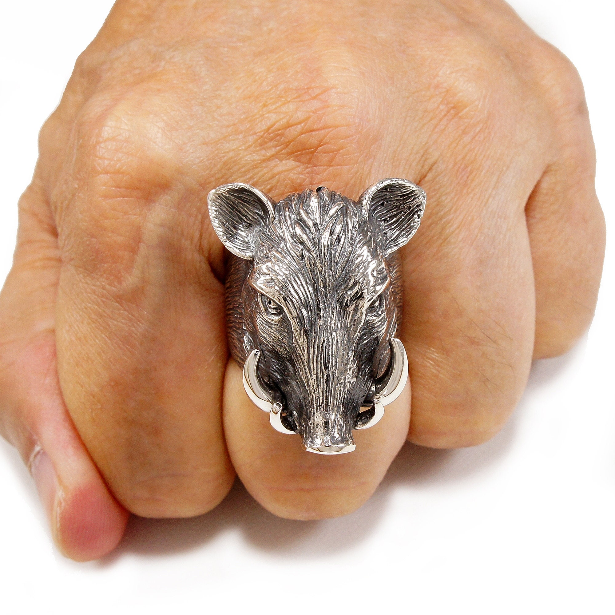 Wild Boar/wild Hog/925 Sterling Silver Ring/wild - Etsy