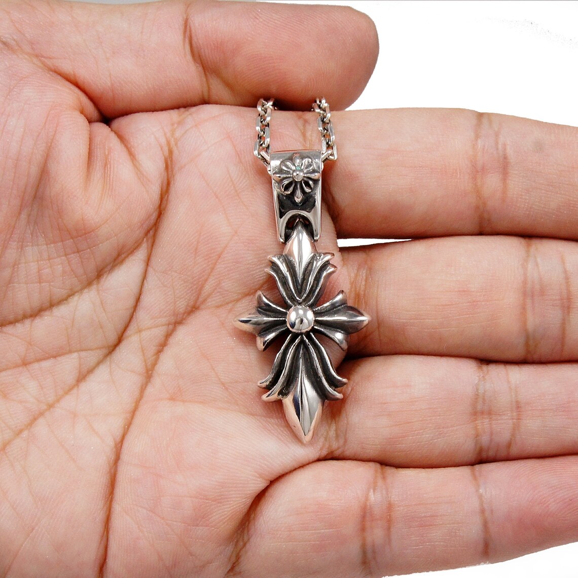 Cross/Arabesque/925 Sterling Silver Pendant/Silver Cross | Etsy