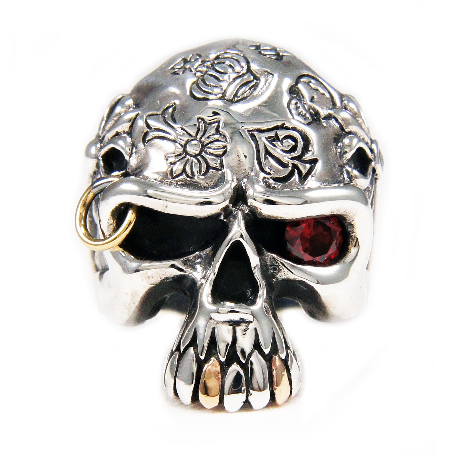 Red Eye Skull 925 Sterling Silver Ring/cross Ring/skull Ring/biker ...