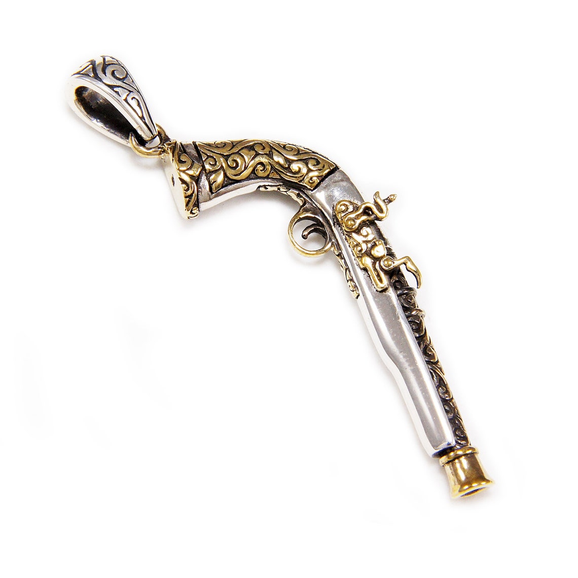 Antique Flintlock Gun/925 Sterling Silver Pendant/brass | Etsy