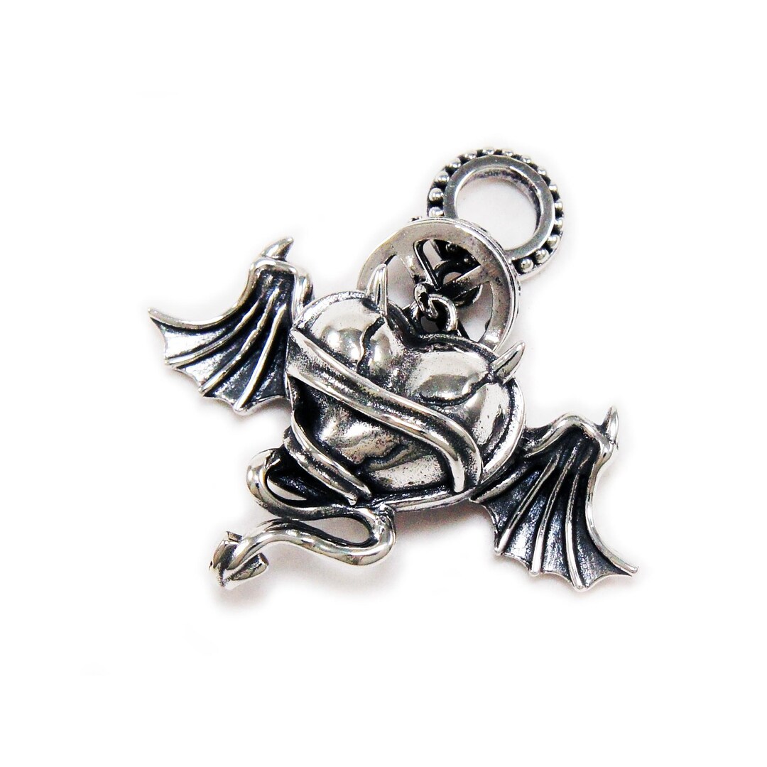 Devils Heart/925 Sterling Silver Pendant/charm/biker/gothic/rockabilly ...