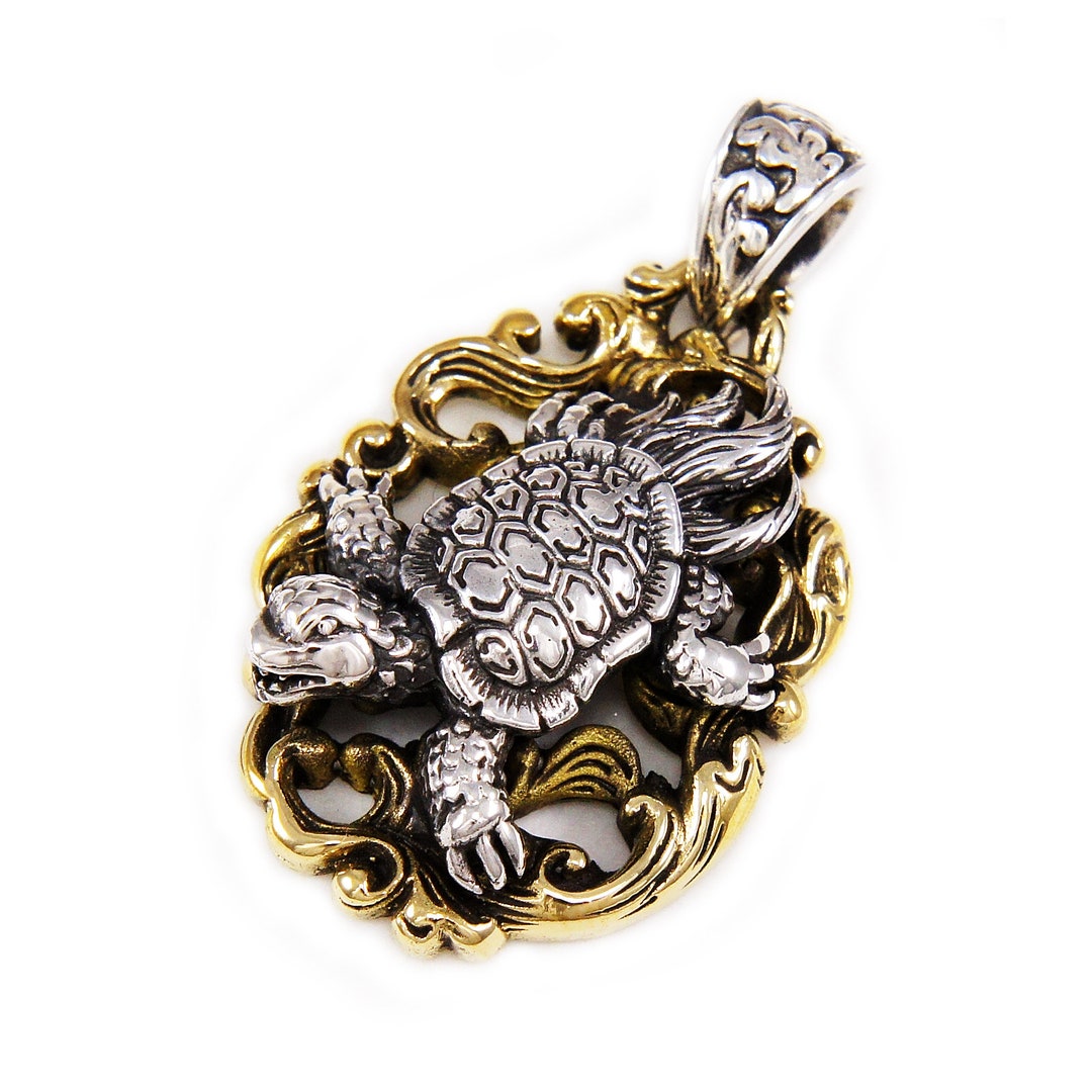 Japanese/longevity/turtle/tortoise/925 Sterling Silver Pendant/silver ...