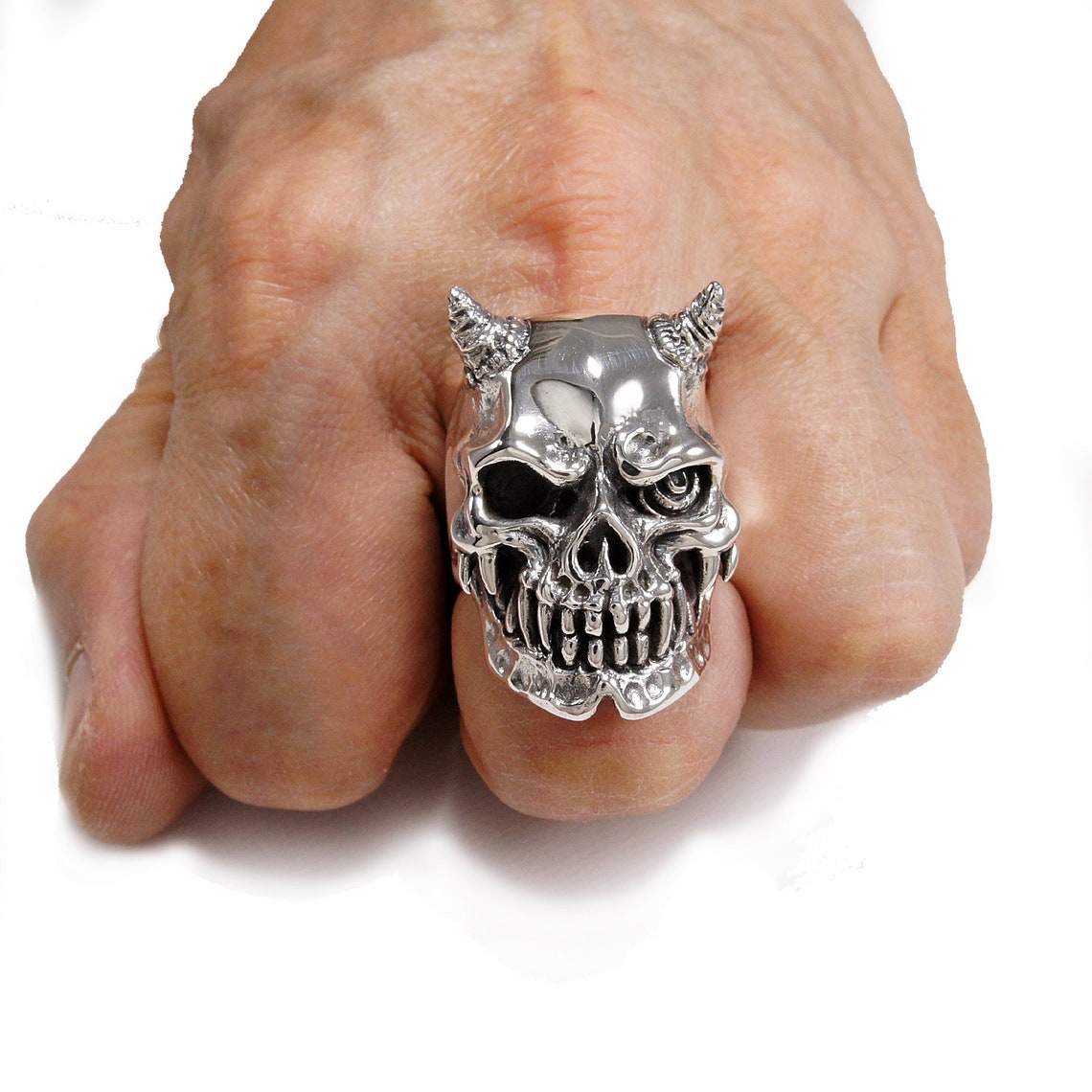 Demon/skull/horns/hannya/925 Sterling Silver Ring/hannya - Etsy