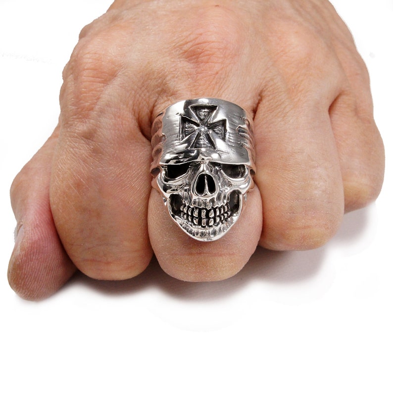 Gangster/outlaw/skull/925 Sterling Silver Ring/cross/bandana/skull Ring ...