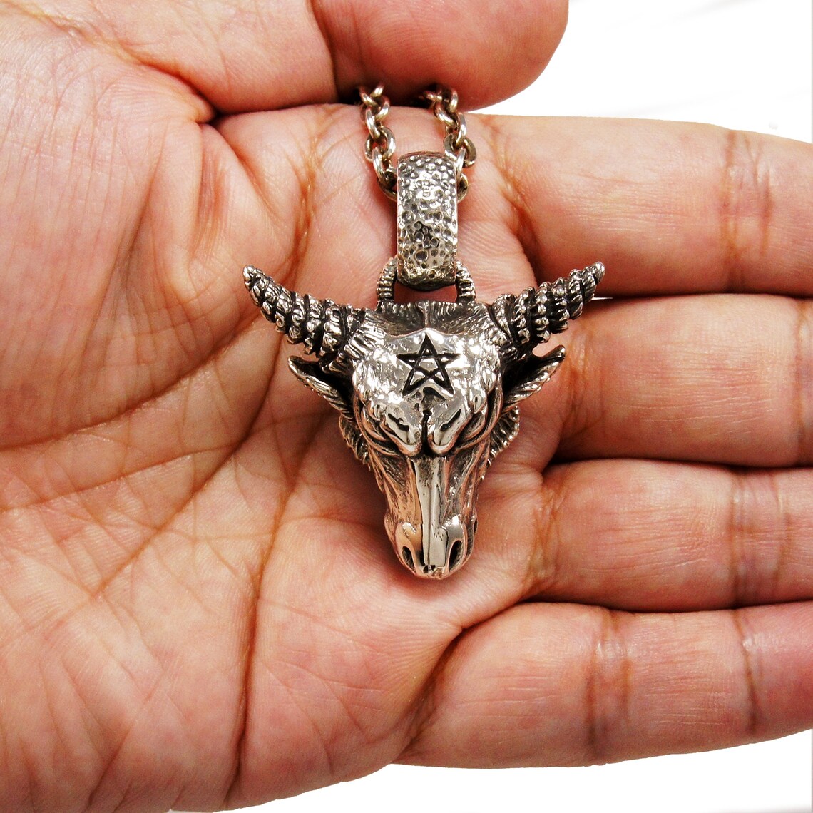 Baphomet/pentagram Goat/925 Sterling Silver - Etsy