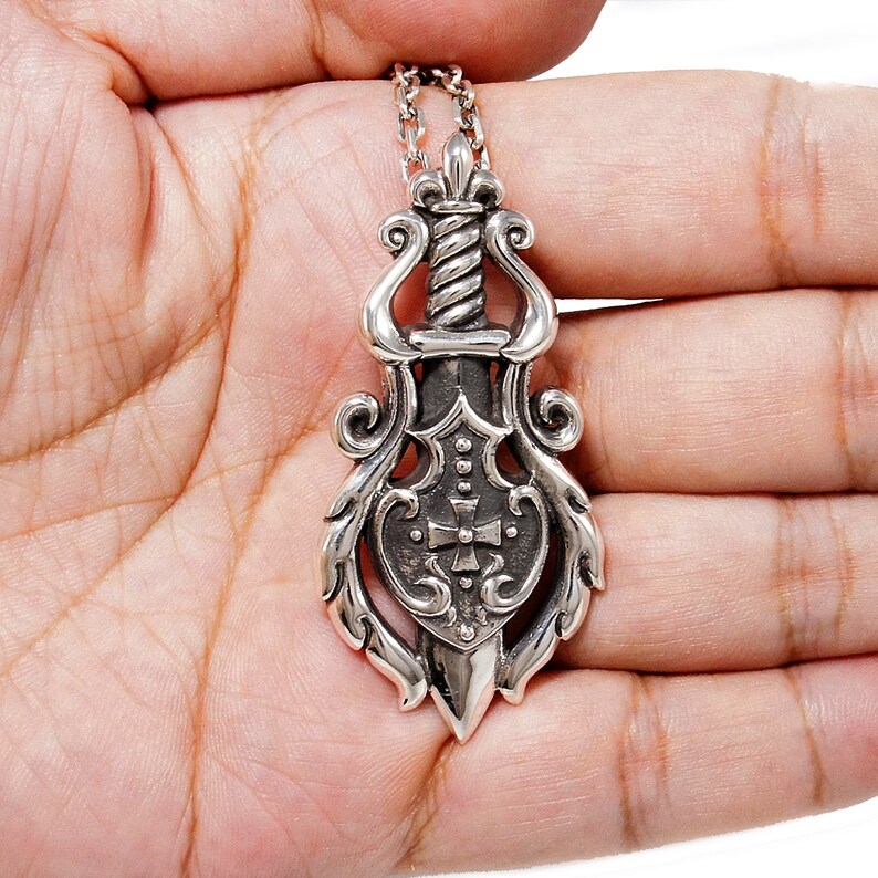 Knight Sword/shield/925 Sterling Silver Royal | Etsy