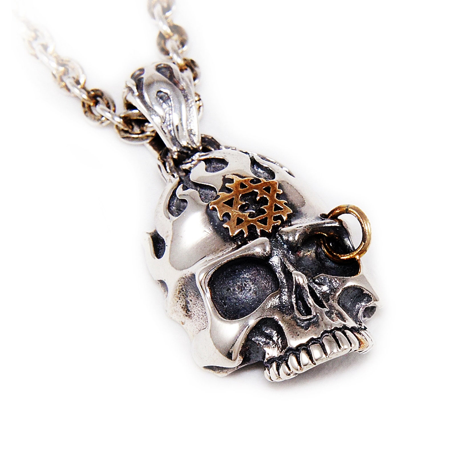 Skull 925 Sterling Silver Pendant/pierce/silver Skull - Etsy