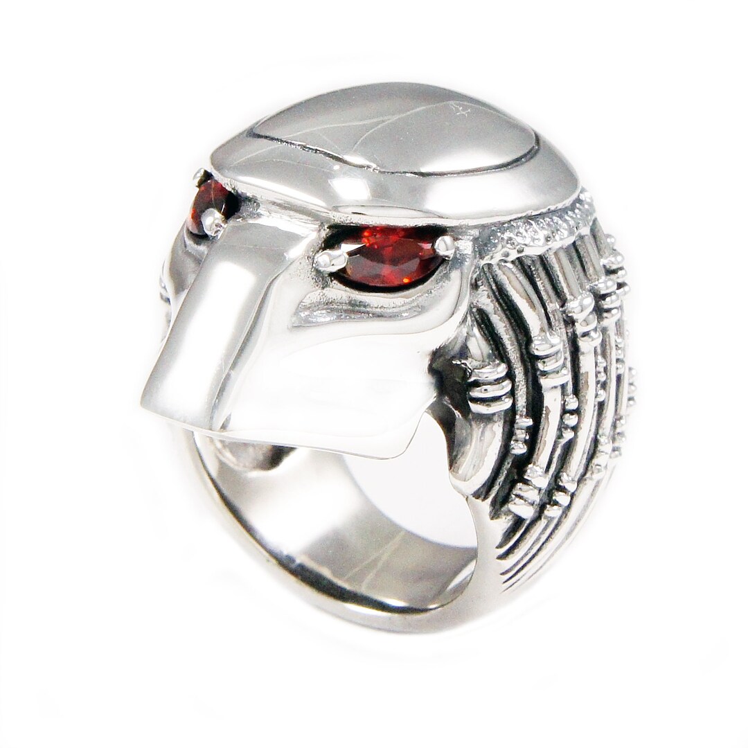 Predator/red Eyes/alien/skull/925 Sterling Silver Ring/alien/skull Ring ...