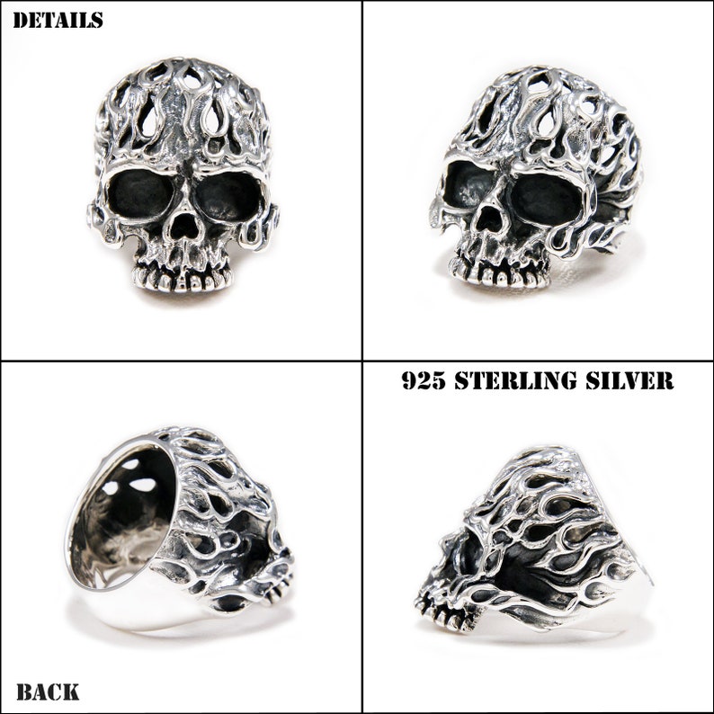 Ghost Rider/skull/925 Sterling Silver Ring/ghost - Etsy