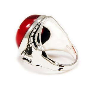 Red Oval Stone/pentagram/star/925 Sterling Silver Ring/gothic Ring/biker Jewelry/pentagram Ring ...