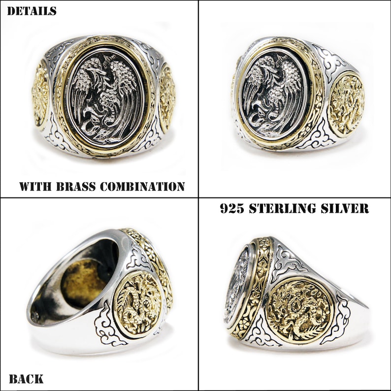 Phoenix of the Rising Sun/925 Sterling Silver Ring/phoenix Ring/biker ...