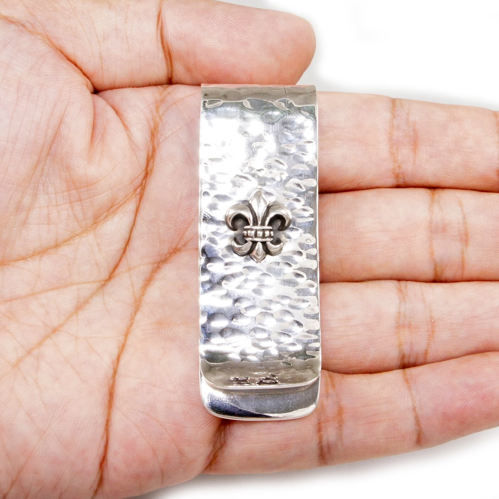 Hammertone/fleur De Lis/925 Sterling Silver Money | Etsy