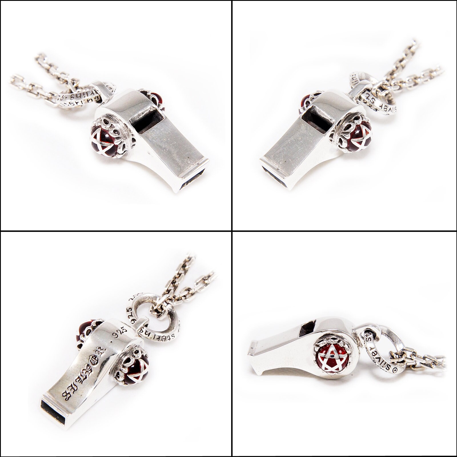 Red Star Stone/Pentagram/Whistle/925 Sterling Silver | Etsy