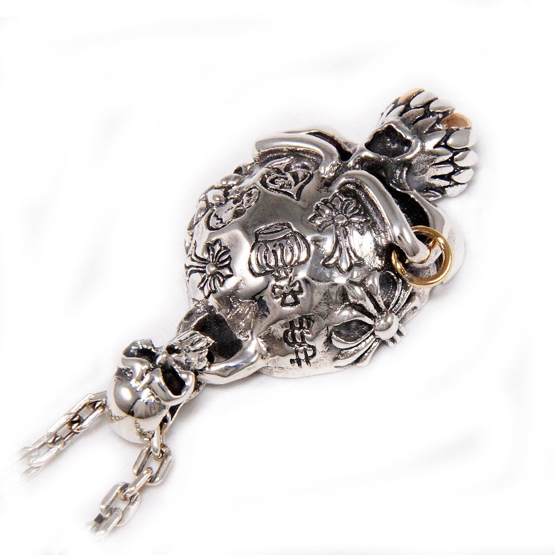 Ruby Color Eyes/Sugar Skull/925 Sterling Silver Pendant/Skull | Etsy