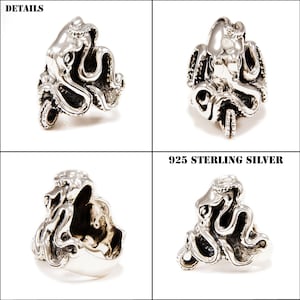 Octopus/kraken/sea Monster/925 Sterling Silver Ring/gothic Ring/biker ...