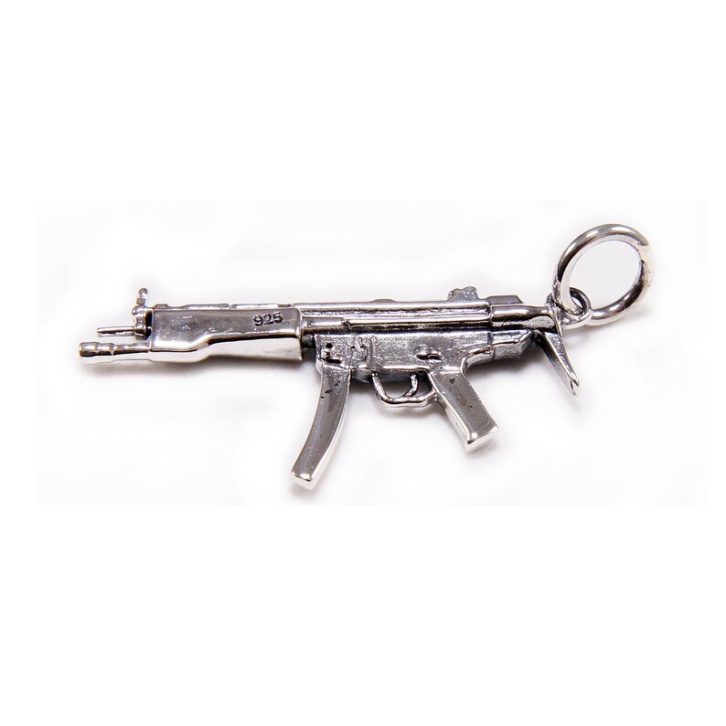 MP 5 Submacine Gun 925 Sterling Silver Pendant/9mm/Biker | Etsy