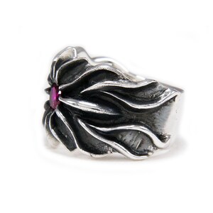 Red/ruby/thunder/925 Sterling Silver Ring/red Ruby Cubic Zirconia/biker ...