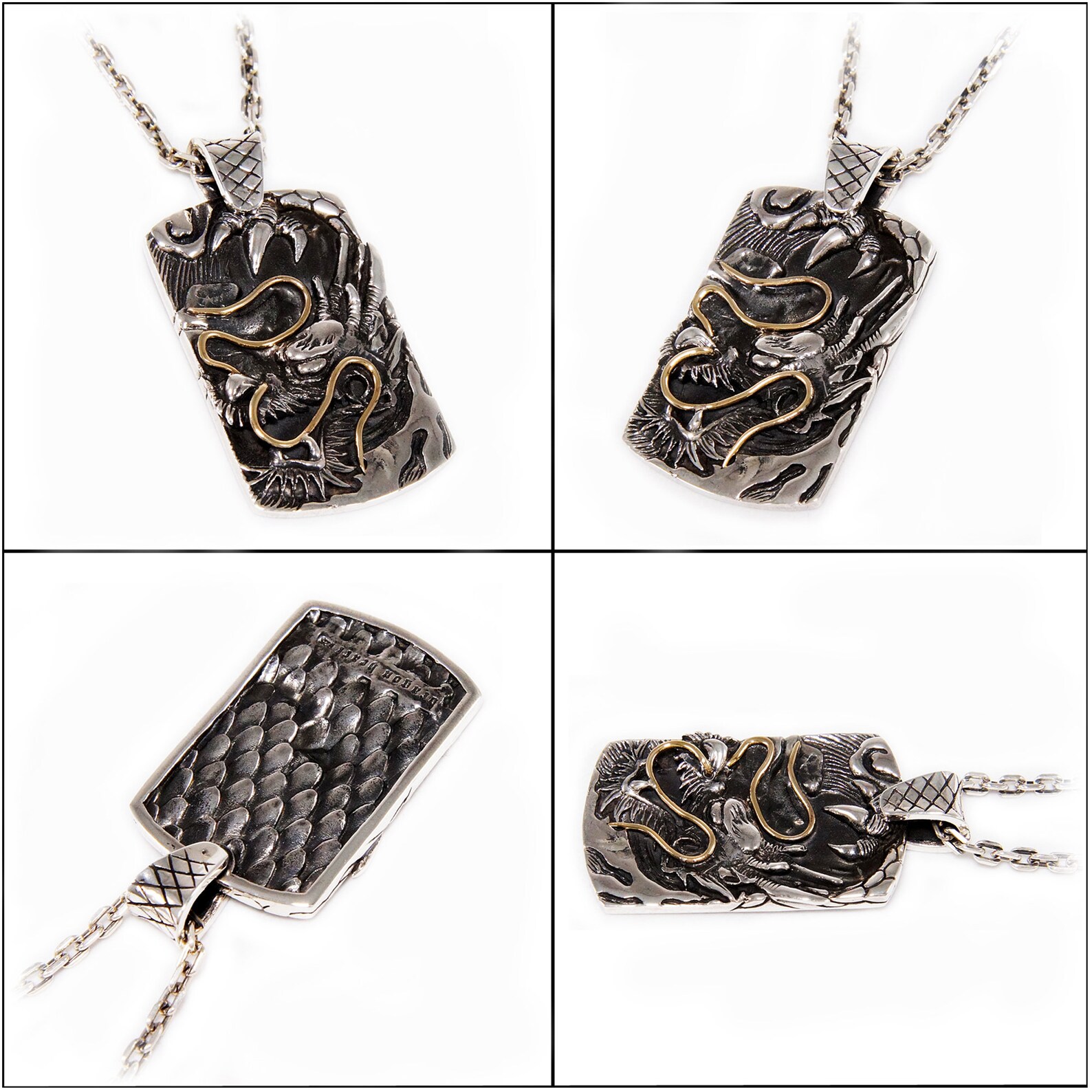 Japanese/dragon/dog Tag/925 Sterling Silver Pendant/silver - Etsy