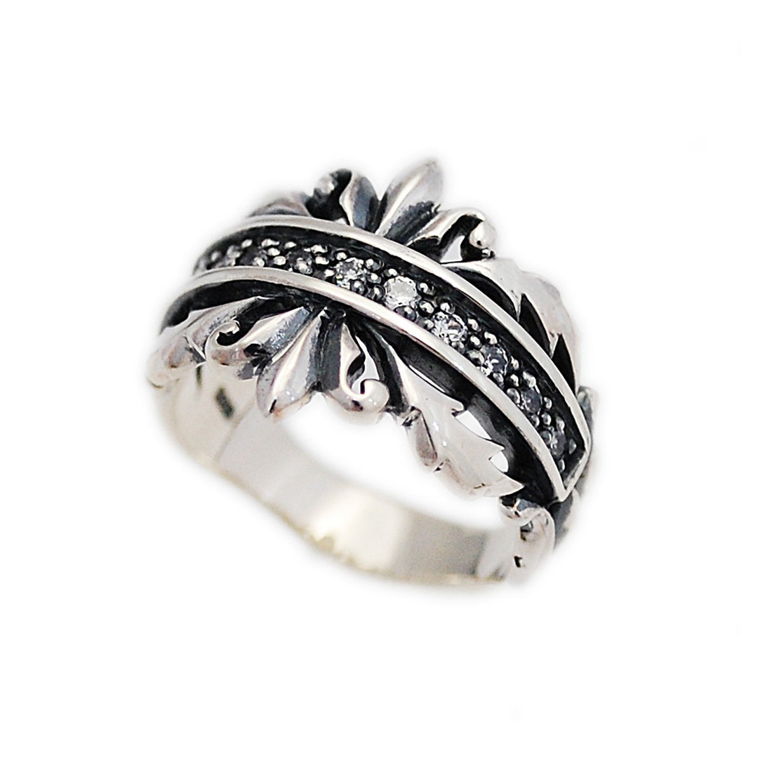 Arabesque/925 Sterling Silver Ring/gothic/white Cubic Zirconia/biker ...