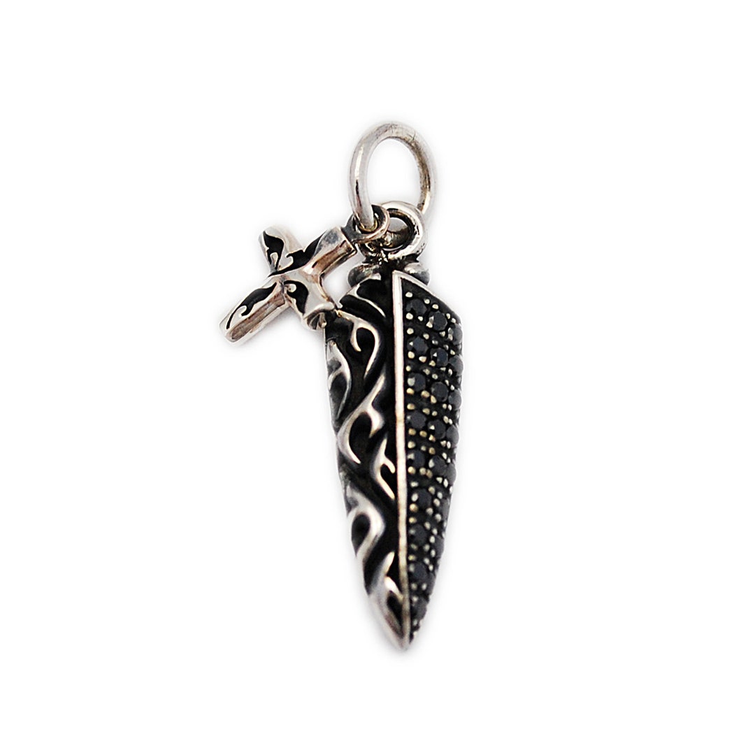 Arrow Head/cross/925 Sterling Silver Pendant/cz/maori Charm/silver ...