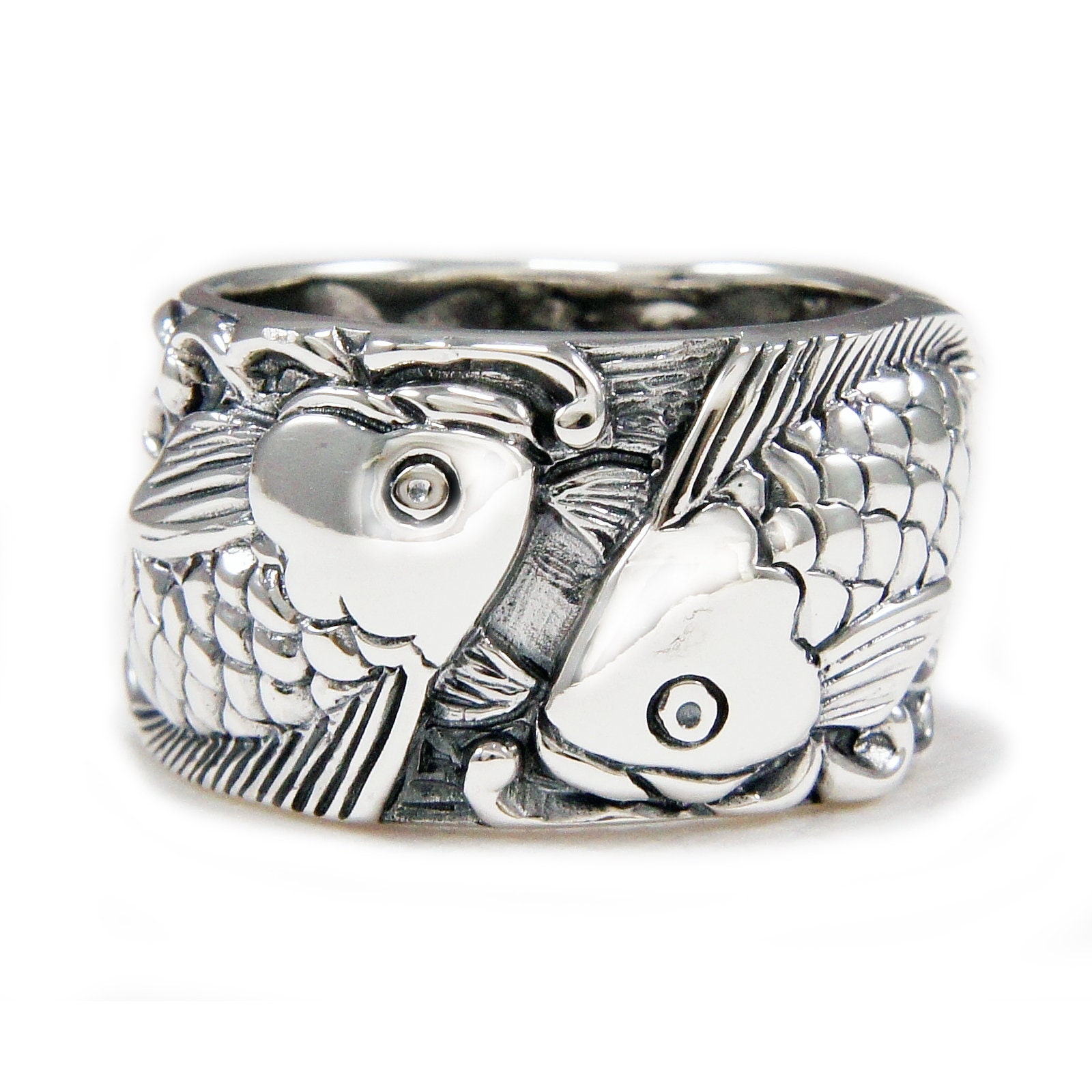 Japanese Koi/twin Carp/925 Sterling Silver Ring/silver - Etsy