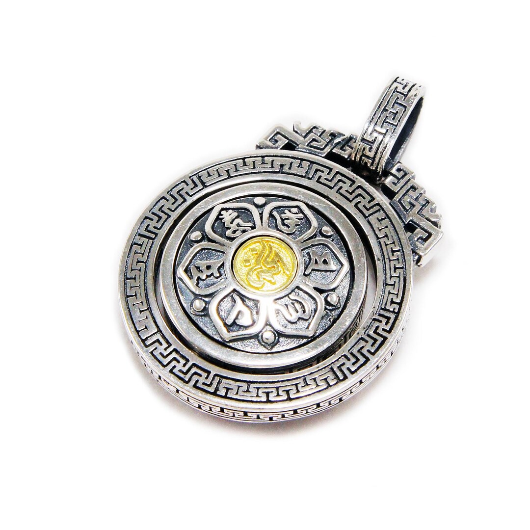 Tibetan Prayers Wheel/mantra/amulet/locket/925 Sterling Silver Pendant ...