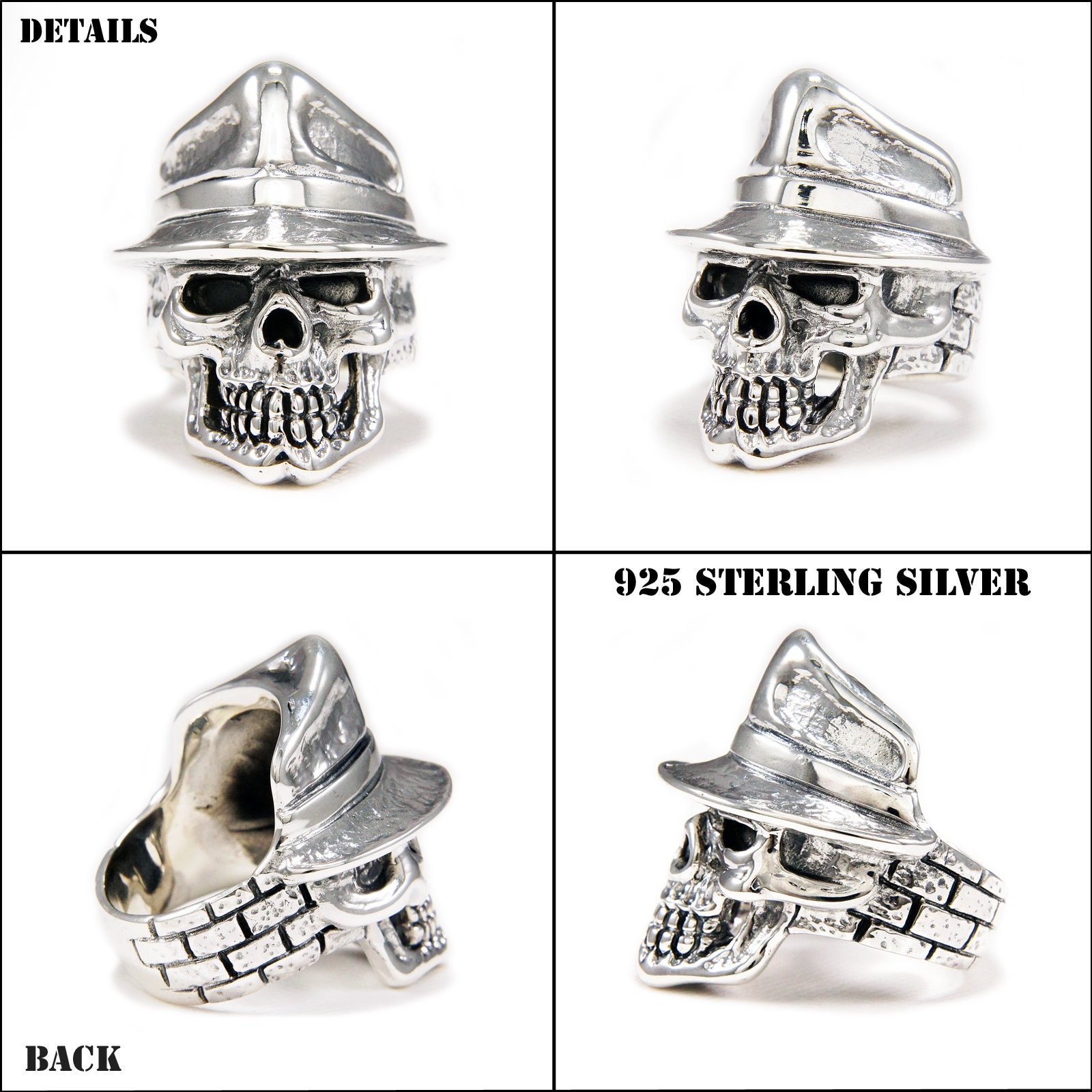 Mafioso Mafia/skull/925 Sterling Silver Ring/silver Skull | Etsy