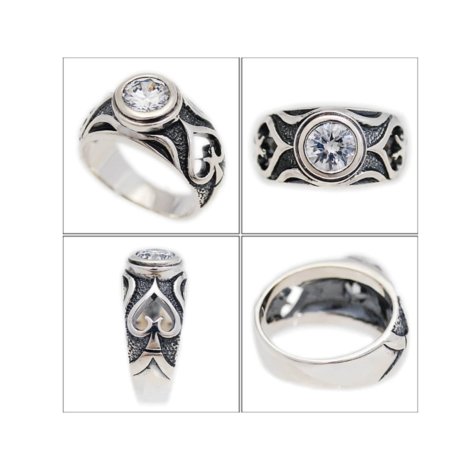 Spade/white Stone/925 Sterling Silver Ring/stone Ring/spade Ring/white ...