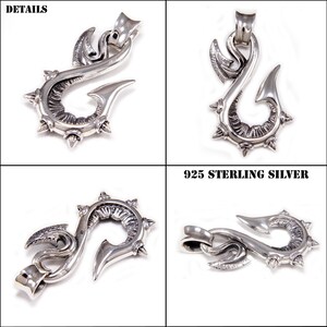 Tribal/devil's Tail/925 Sterling Silver Pendant/hook/rockabilly/silver ...