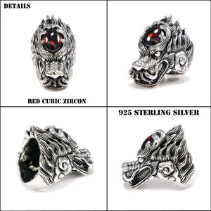 Red Stone/dragon/drake/925 Sterling Silver Ring/red Dragon Ring/biker ...