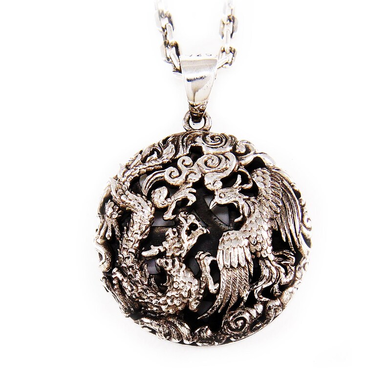 Japanese Dragon & Phoenix/925 Sterling Silver Pendant/silver - Etsy