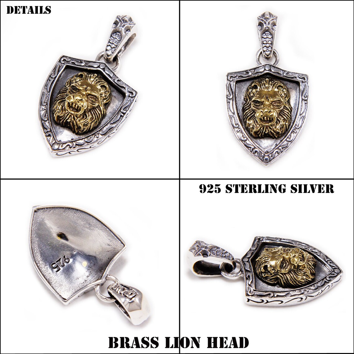 Lion/shield/emblem/925 Sterling Silver Pendant/silver Shield - Etsy