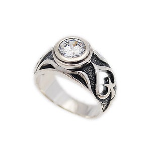 Spade/white Stone/925 Sterling Silver Ring/stone Ring/spade Ring/white ...