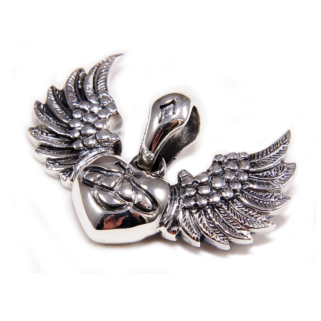 Flying Heart/wing/love 925 Sterling Silver Pendant/silver Charm/biker ...