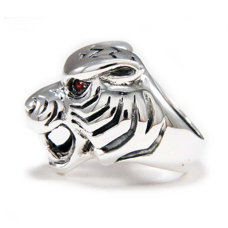 Tiger/925 Sterling Silver Ring/red Eyes Tiger Ring/silver - Etsy